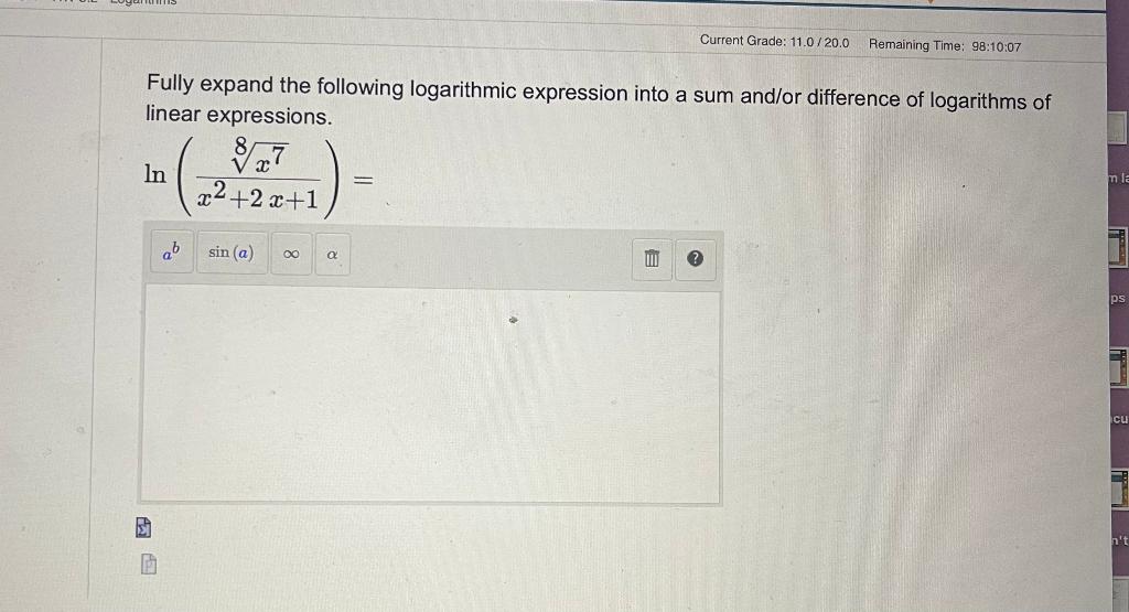 Solved Fully expand the following logarithmic expression | Chegg.com Solved Fully expand the following logarithmic expression | Chegg.com