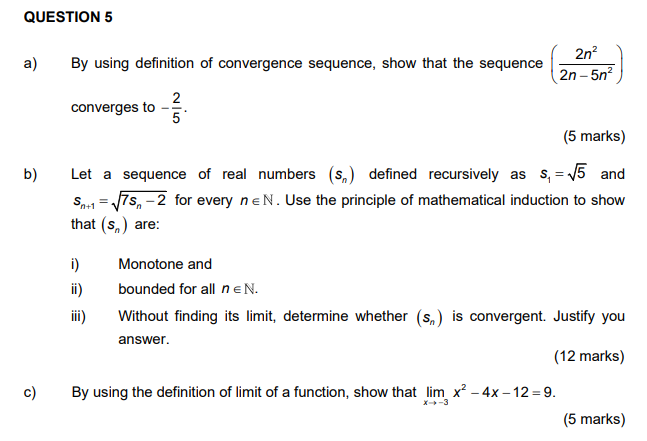Solved a) By using definition of convergence sequence, show | Chegg.com