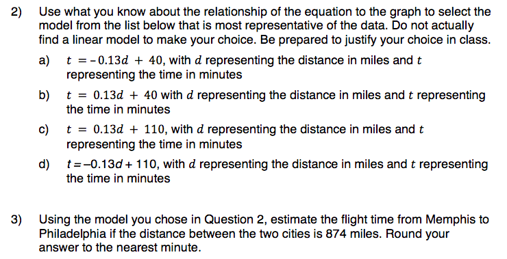 Solved Questions 2–4: The flight times and distances from | Chegg.com
