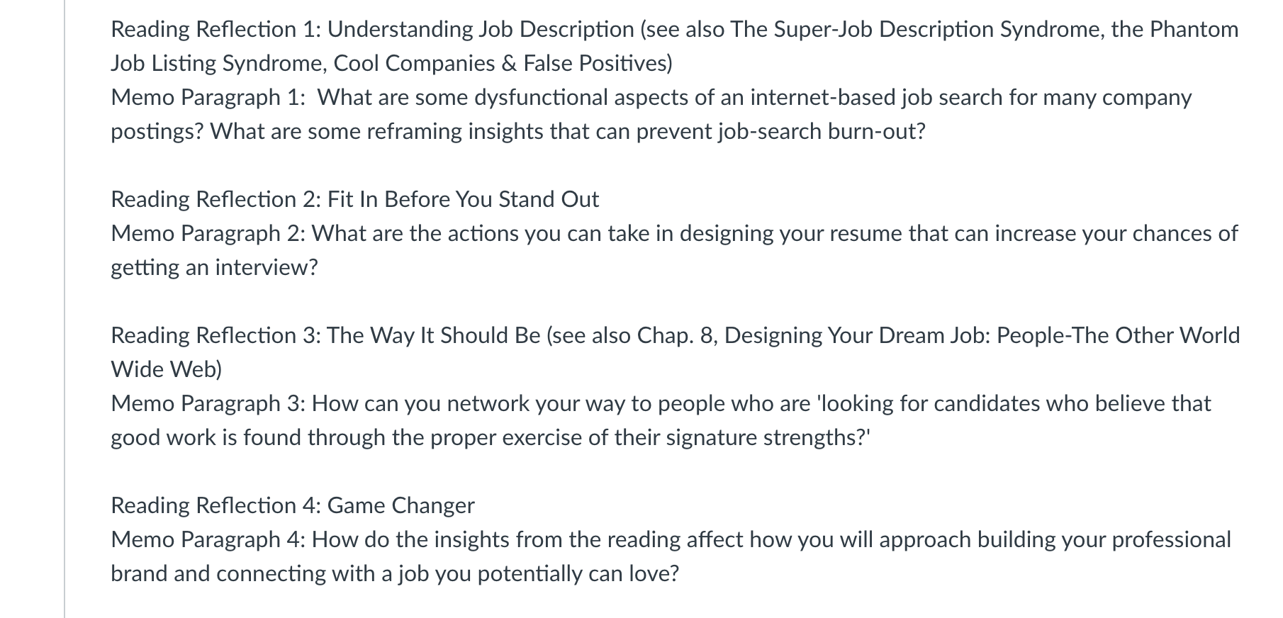 Solved Reading Reflection 1: Understanding Job Description | Chegg.com