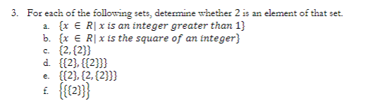 Solved 3. For each of the following sets, determine whether | Chegg.com