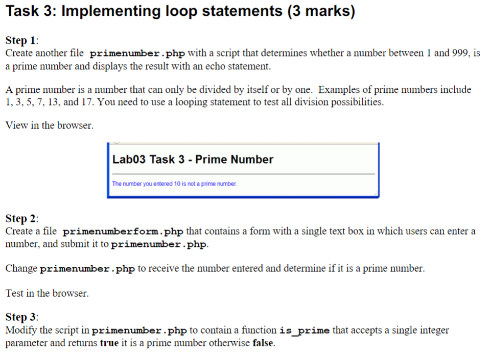 Solved Task 3: Implementing loop statements (3 marks) Step | Chegg.com