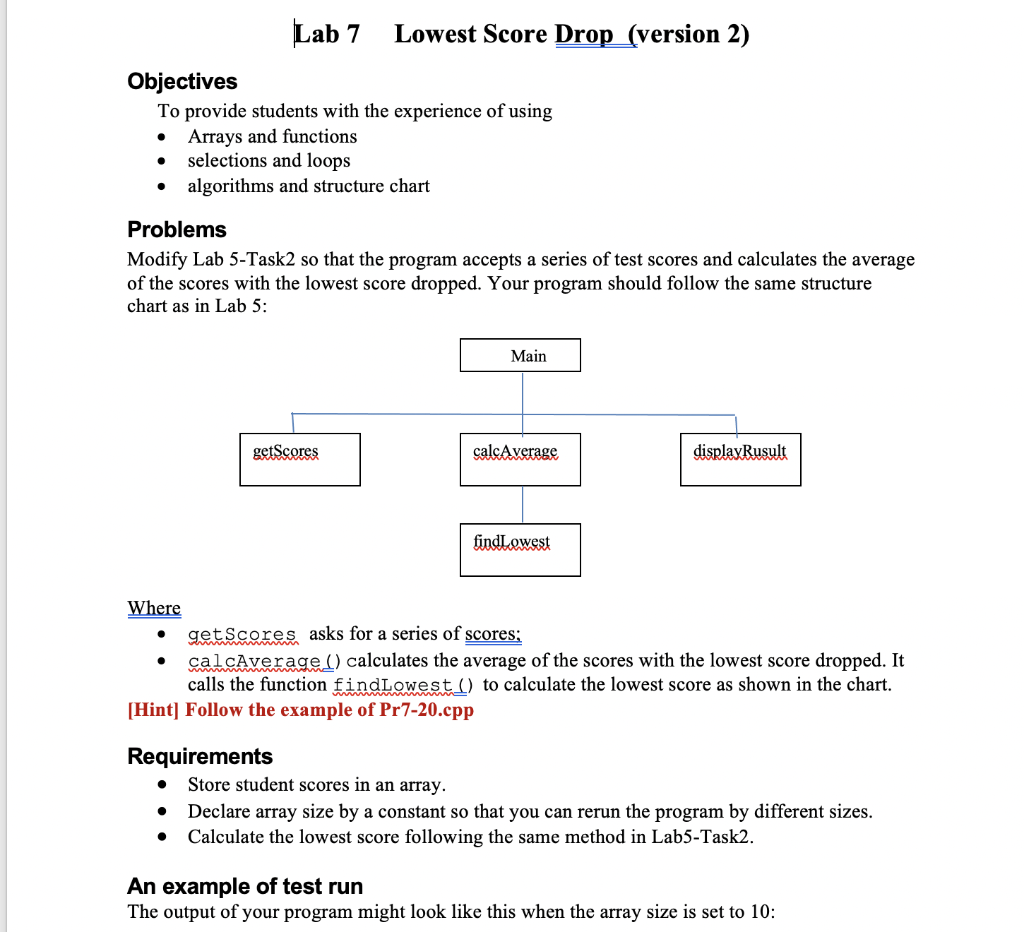 Solved Lab 7 Lowest Score Drop Version 2 Objectives To 