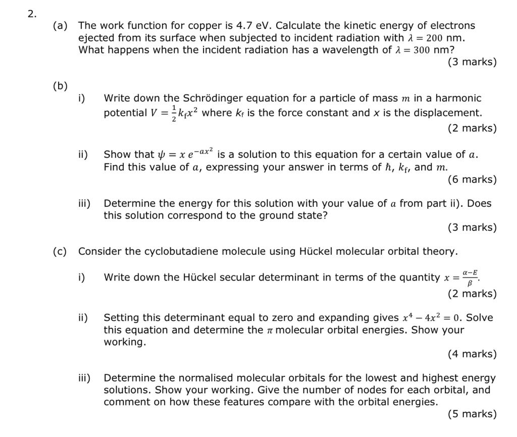 Solved 2. (a) The work function for copper is 4.7 eV. | Chegg.com