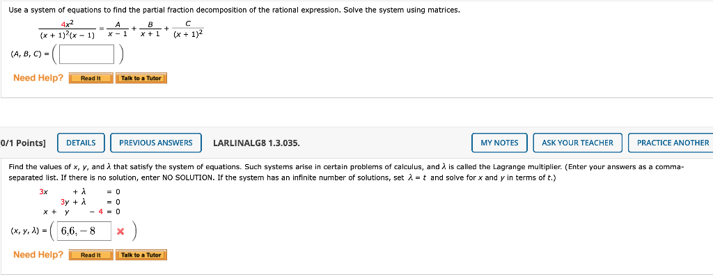 Solved Use a system equations to find the partial fraction | Chegg.com