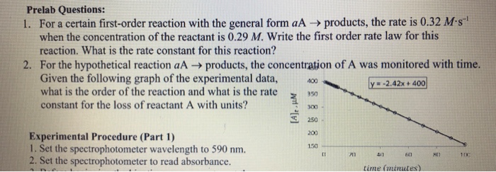 Solved Prelab Questions: I. For a certain first-order | Chegg.com