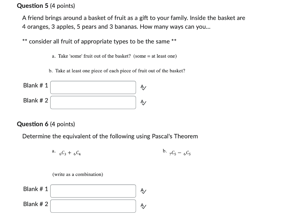 Solved Question 5 (4 points) A friend brings around a basket | Chegg.com