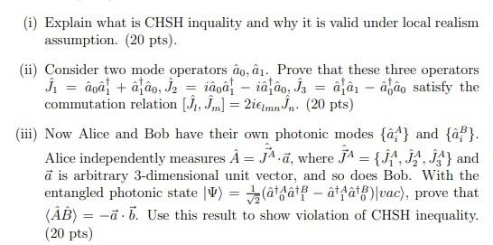 This question is for CHSH inequality (about nobel | Chegg.com
