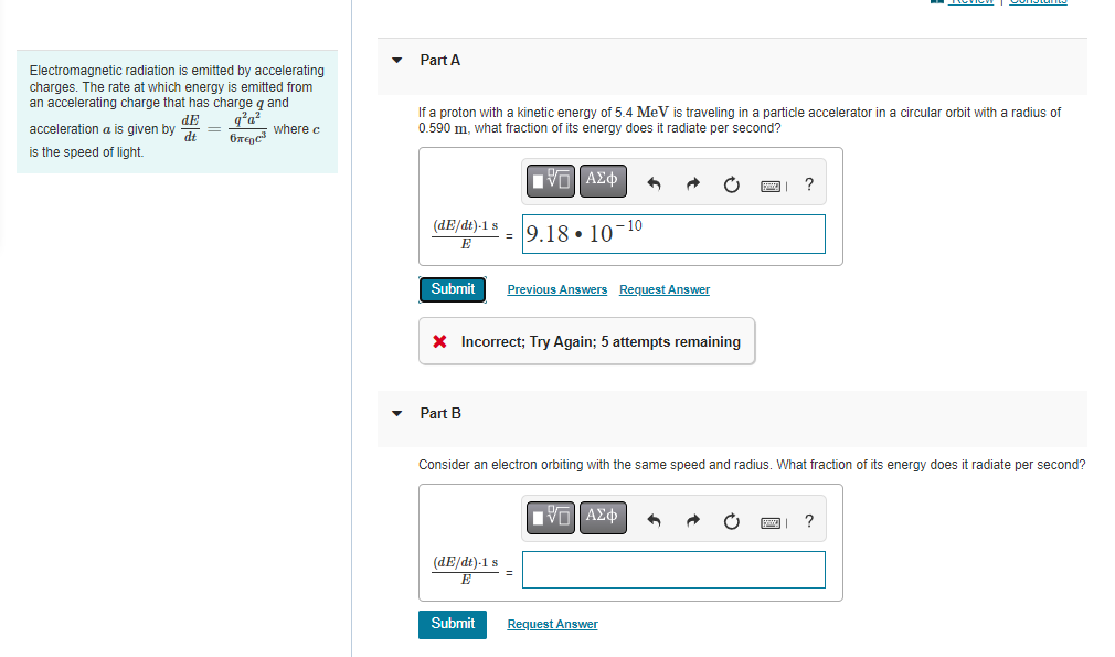 Solved Electromagnetic radiation is emitted by accelerating | Chegg.com
