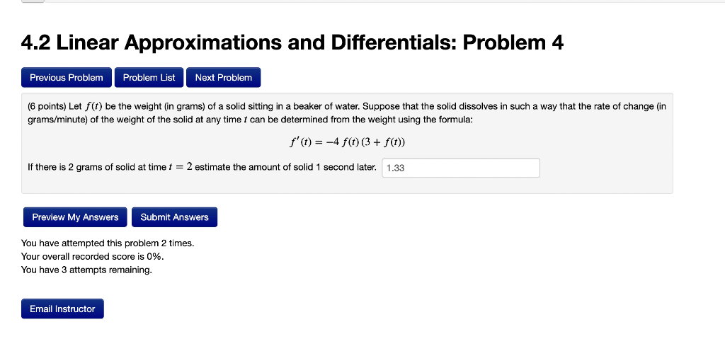 Solved 4.2 Linear Approximations and Differentials: Problem | Chegg.com