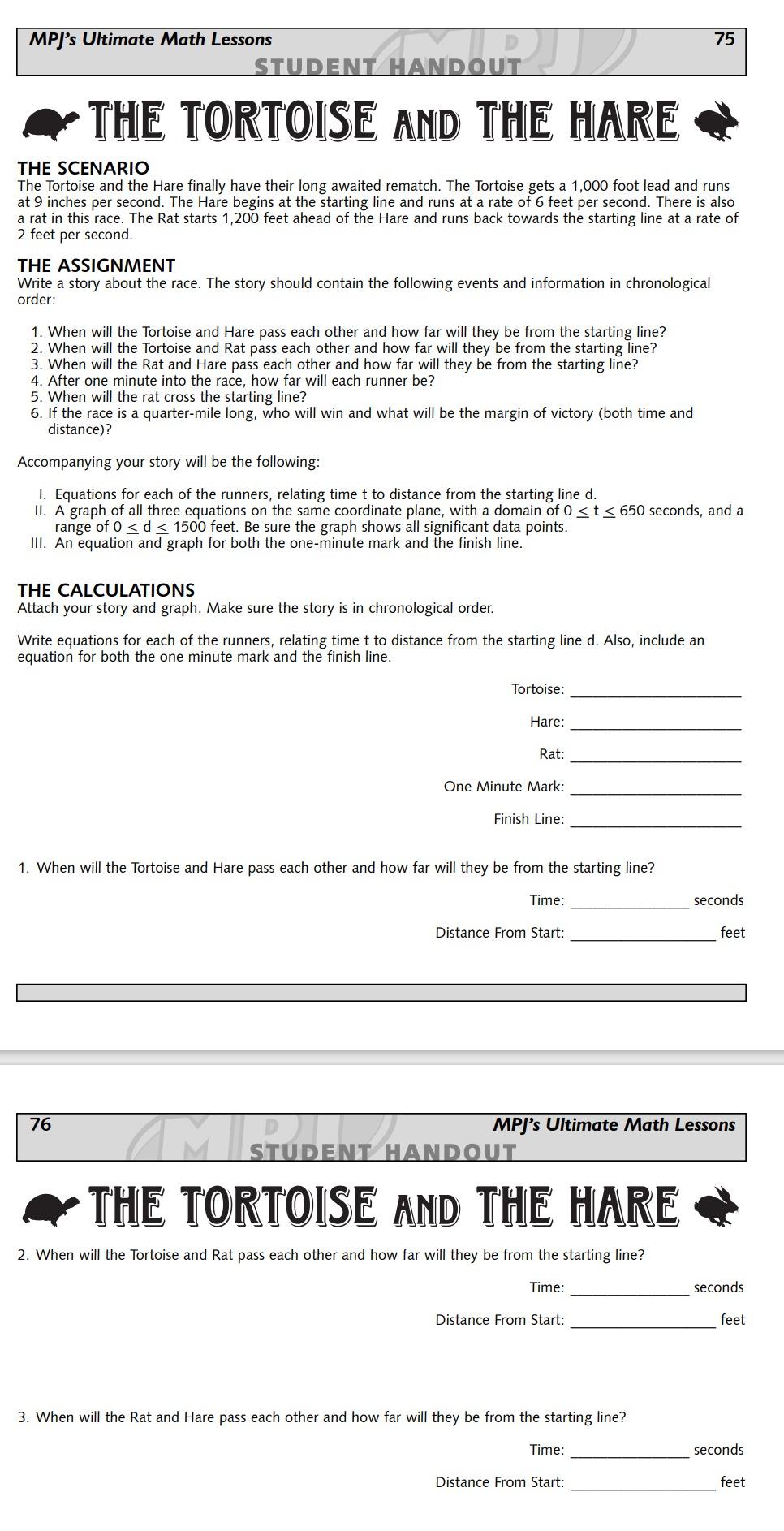 Solved A THE TORTOISE AND TIE HARE G THE SCENARIO The | Chegg.com