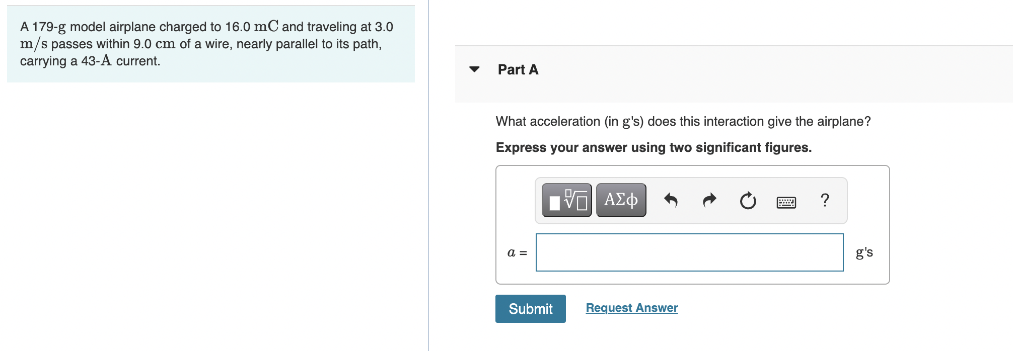 solved-a-179-g-model-airplane-charged-to-16-0-mc-and-chegg