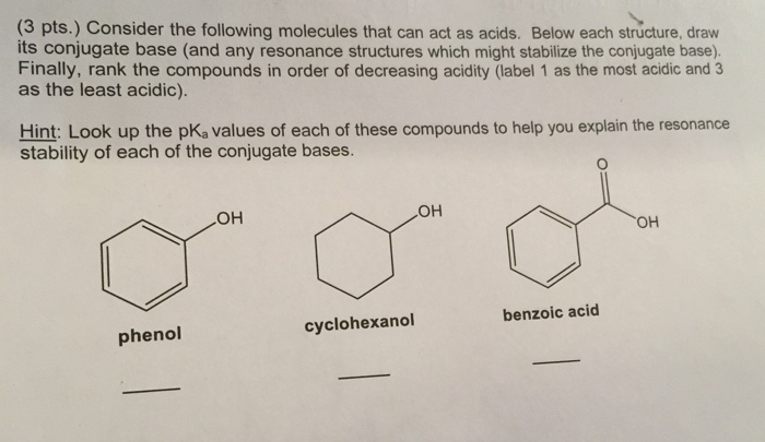 Solved (3 pts.) Consider the following molecules that can | Chegg.com