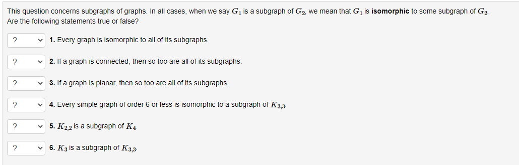 Solved This question concerns subgraphs of graphs. In all | Chegg.com