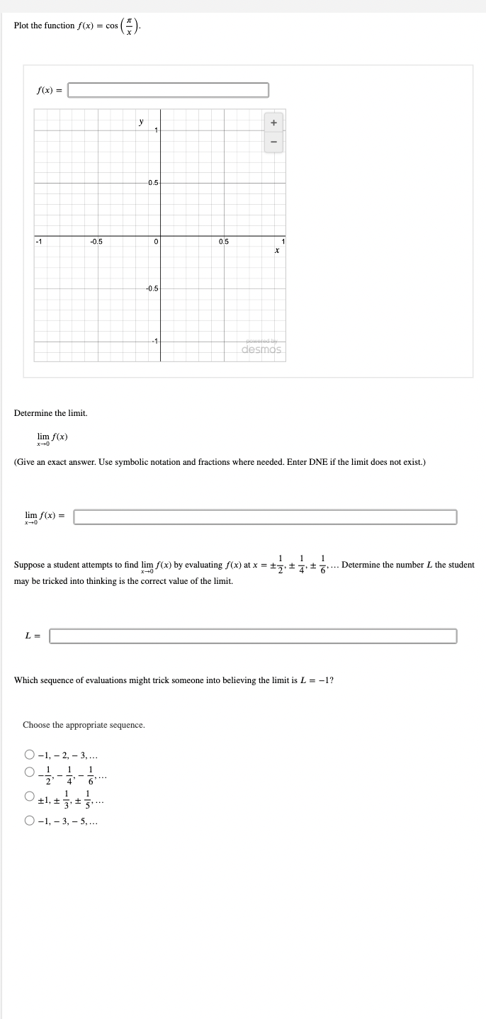 Plot the function f(x)=cos(πx)Determine the | Chegg.com