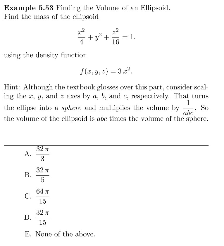 Solved Example 5.53 ﻿Finding the Volume of an | Chegg.com