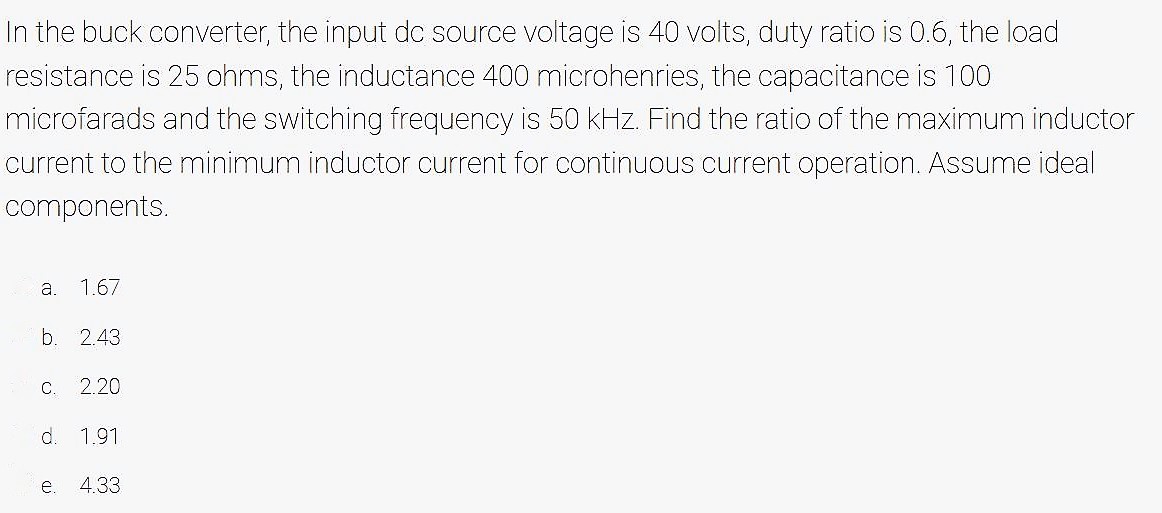 Solved In the buck converter, the input dc source voltage is | Chegg.com