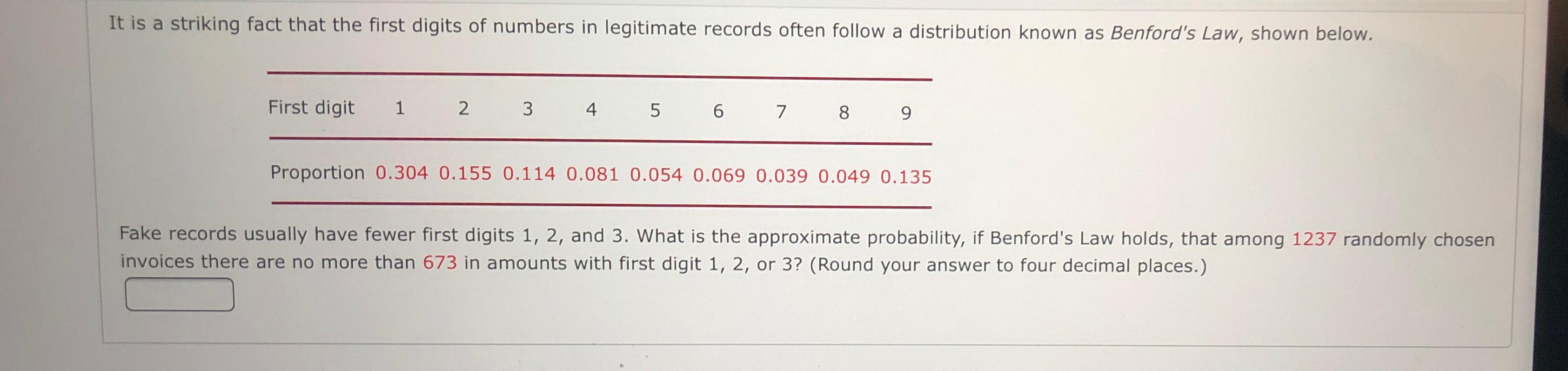 Solved It is a striking fact that the first digits of | Chegg.com
