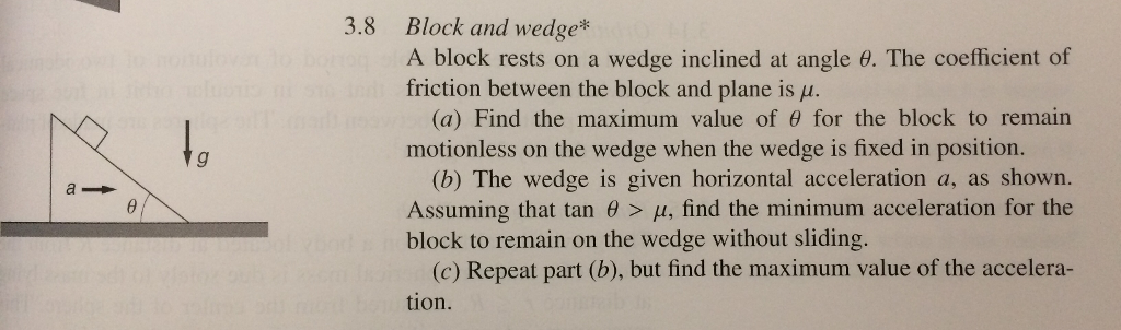 Solved 3.8 Block and wedge* A block rests on a wedge | Chegg.com