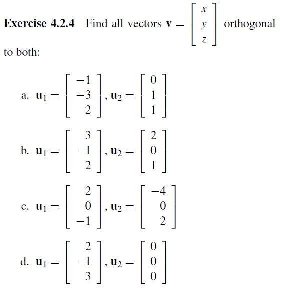 Solved X Exercise 4 2 4 Find All Vectors V Y Orthogonal Z