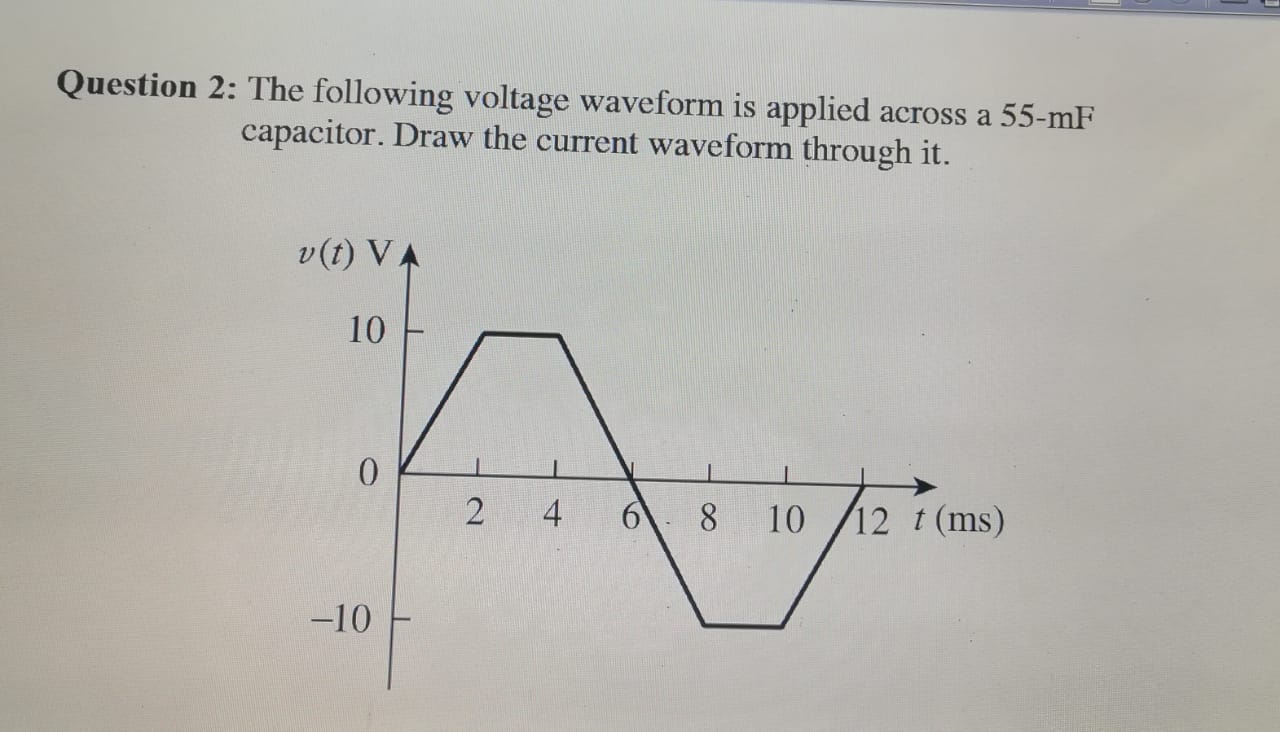 Solved Question 2 The Following Voltage Waveform Is Applied