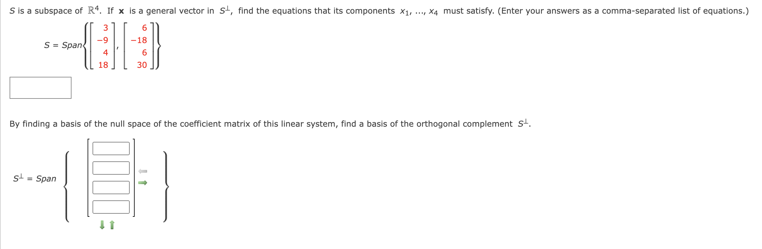 Solved S is a subspace of R4. If x is a general vector in | Chegg.com