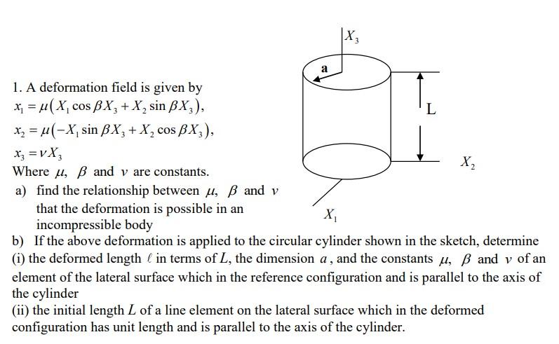 Solved 1. A deformation field is given by | Chegg.com