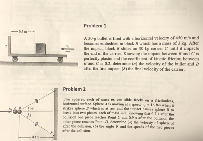 Solved Problem 1 0.5m A 30-g bullet is fired with a | Chegg.com