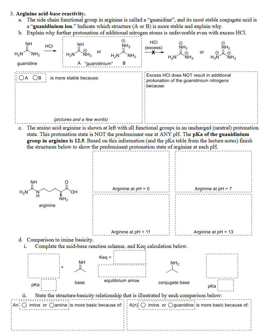 3. ﻿Arginine acid-base reactivity.a. ﻿The side chain | Chegg.com