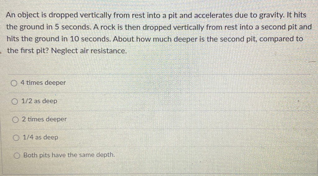Solved An object is dropped vertically from rest into a pit | Chegg.com