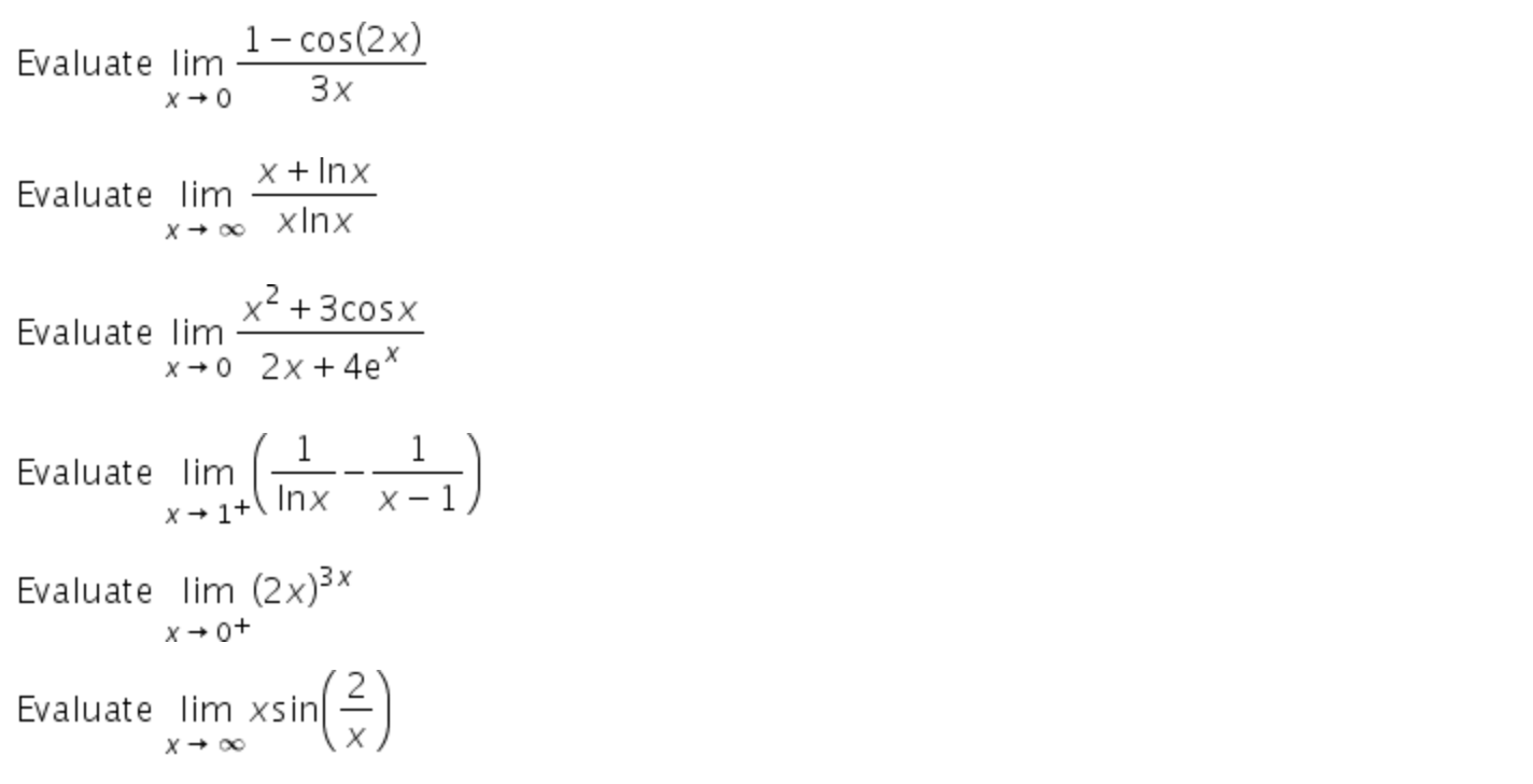 Solved Evaluate lim X+0 1-cos(2x) 3x Evaluate lim x X + Inx | Chegg.com