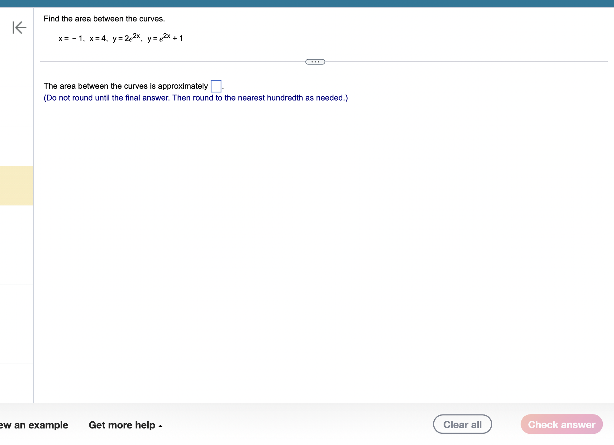Solved Find the area between the curves. | Chegg.com