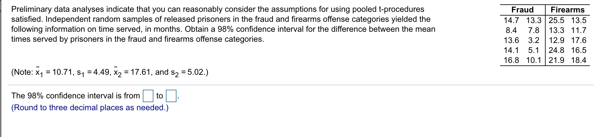 Solved Preliminary data analyses indicate that you can | Chegg.com