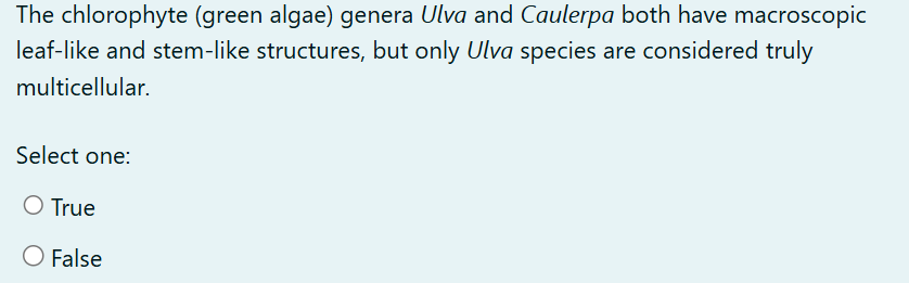 Solved The chlorophyte (green algae) ﻿genera Ulva and | Chegg.com
