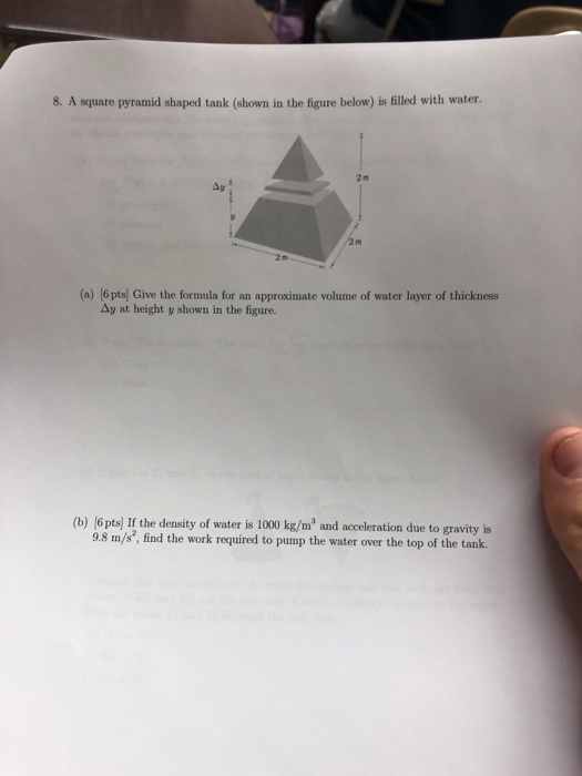 Solved 8. A square pyramid shaped tank (shown in the figure | Chegg.com