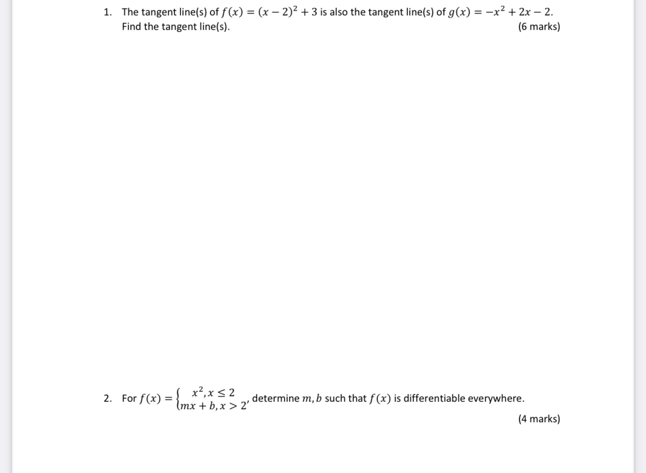 Solved 1. The tangent line(s) of \\( f(x)=(x-2)^{2}+3 \\) is | Chegg.com