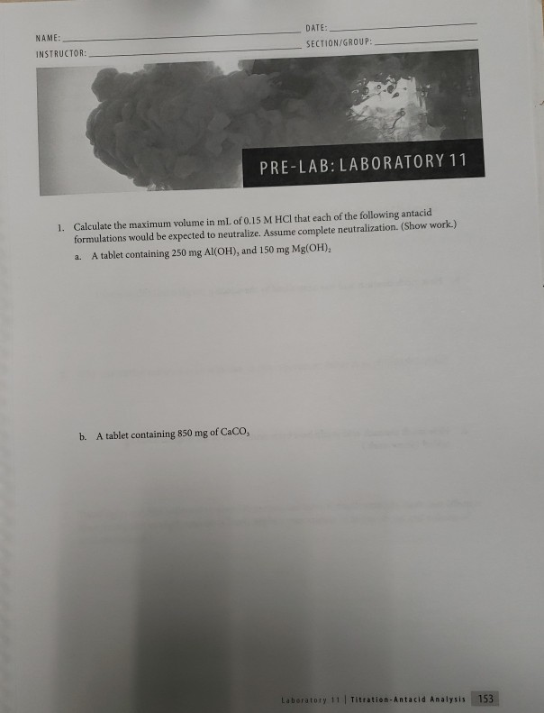 Solved NAME DATE INSTRUCTOR SECTION/GROUP PRE-LAB: | Chegg.com