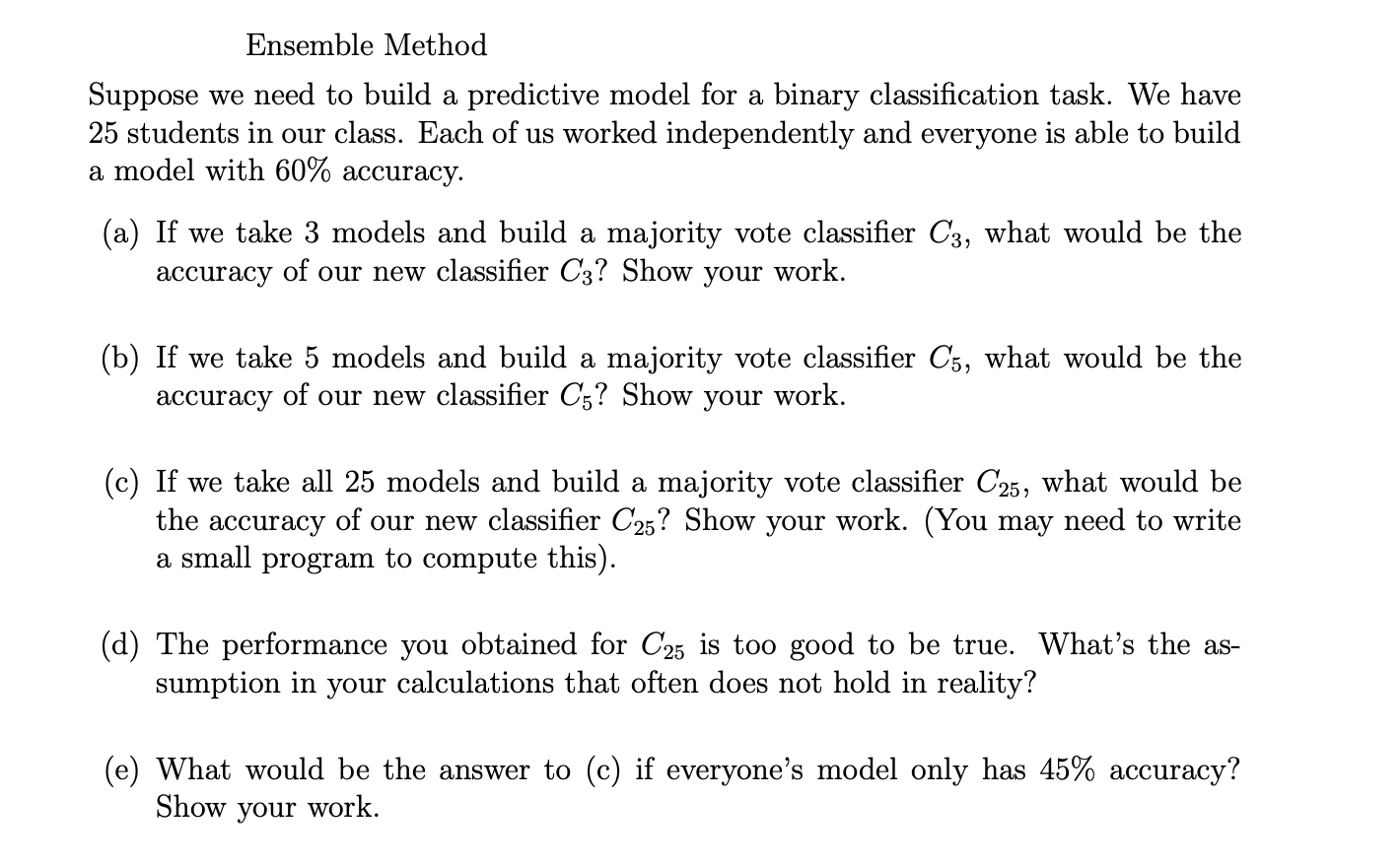 Solved Ensemble Method Suppose we need to build a predictive | Chegg.com