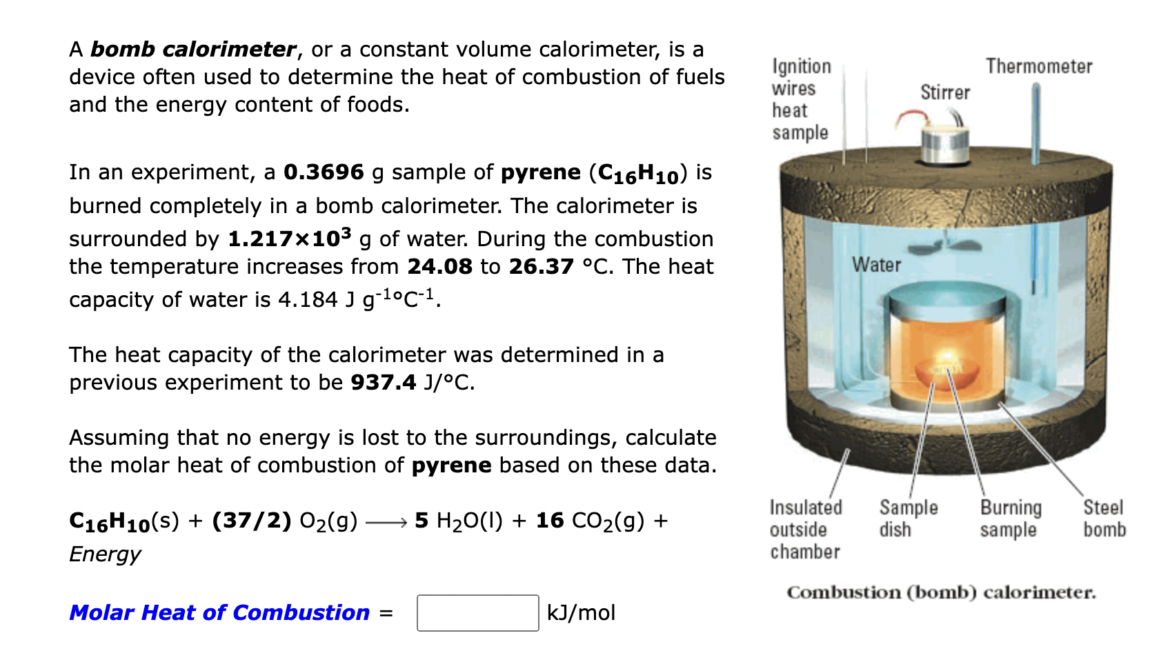 Solved A bomb calorimeter, or constant volume calorimeter, | Chegg.com