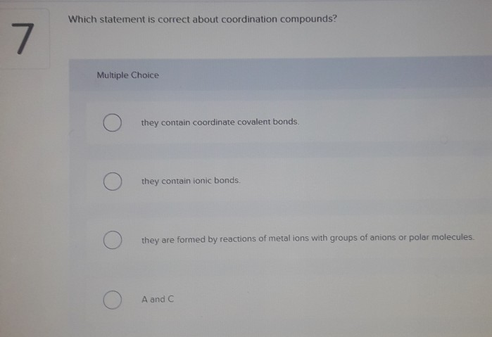 Solved Which statement is correct about coordination | Chegg.com