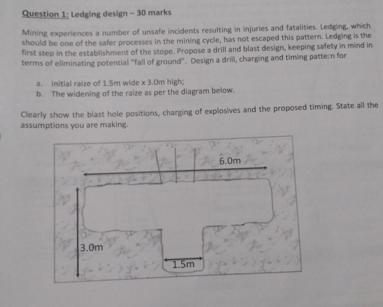Question 1; Ledging design-30 marks experiences a | Chegg.com