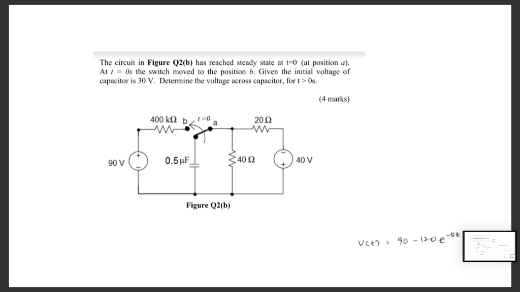 Solved The circuit in Figure Q2(b) has reached steady state | Chegg.com