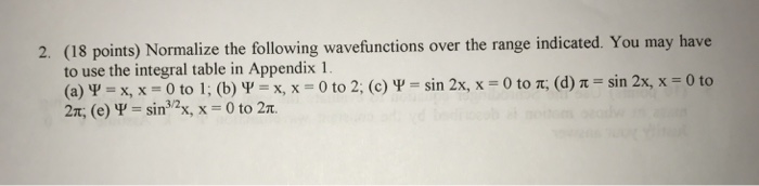 Solved Normalize the following wavefunctions over the range | Chegg.com