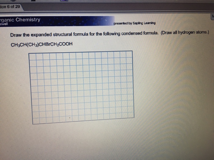 Solved Draw the expanded structural formula for the | Chegg.com