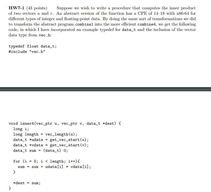 Solved HW7-1 (43 points) Suppose we wish to write a | Chegg.com