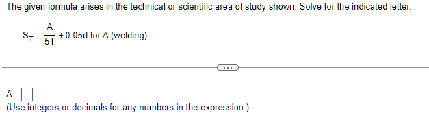 Solved The given formula arises in the technical or | Chegg.com