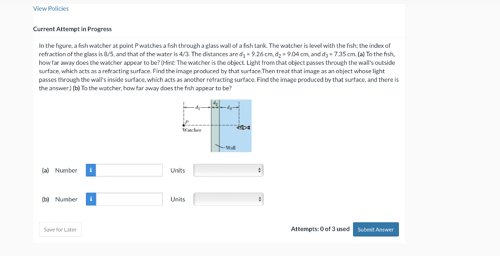 Solved In the figure, a fish watcher at point P watches a | Chegg.com