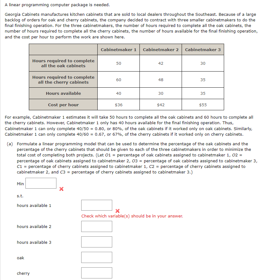 Solved A linear programming computer package is needed. | Chegg.com