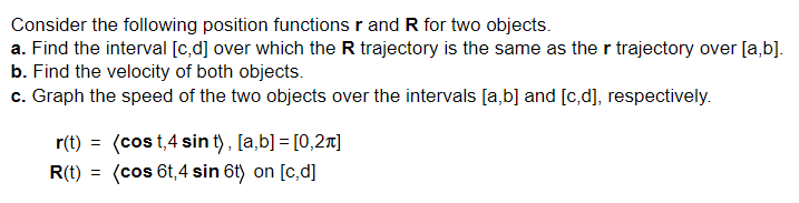 Solved Consider The Following Position Functions R And R For