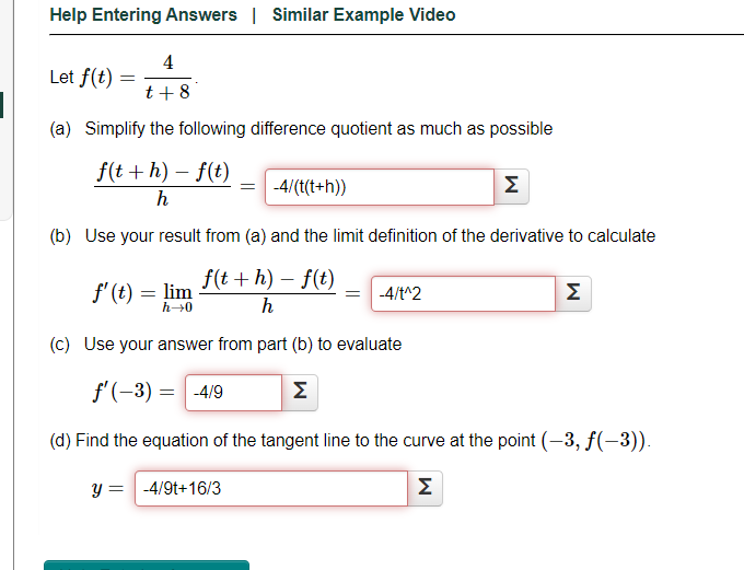 Solved Let f(t)=t+84. (a) Simplify the following difference | Chegg.com